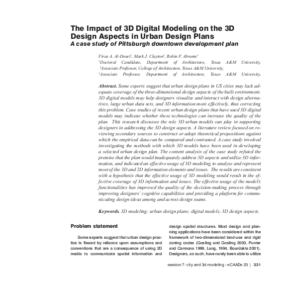 (PDF) The Impact of 3D Digital Modeling on the 3D Design Aspects in ...