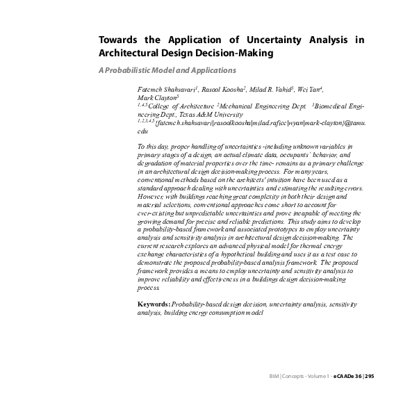 (PDF) Towards the Application of Uncertainty Analysis in Architectural Design Decision-Making ...