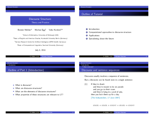(PDF) Discourse Structure: Theory and Practice