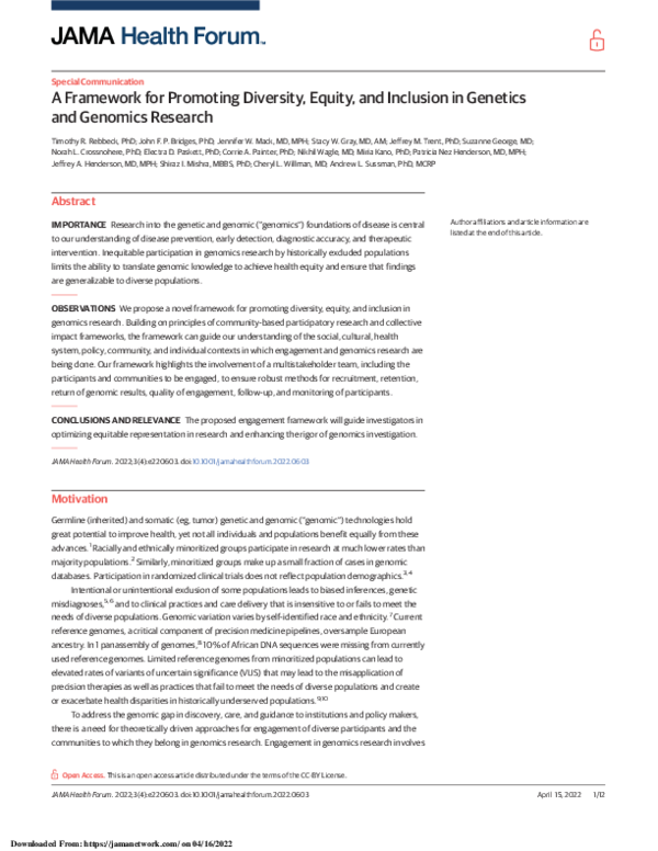 (PDF) A Framework for Promoting Diversity, Equity, and Inclusion in ...