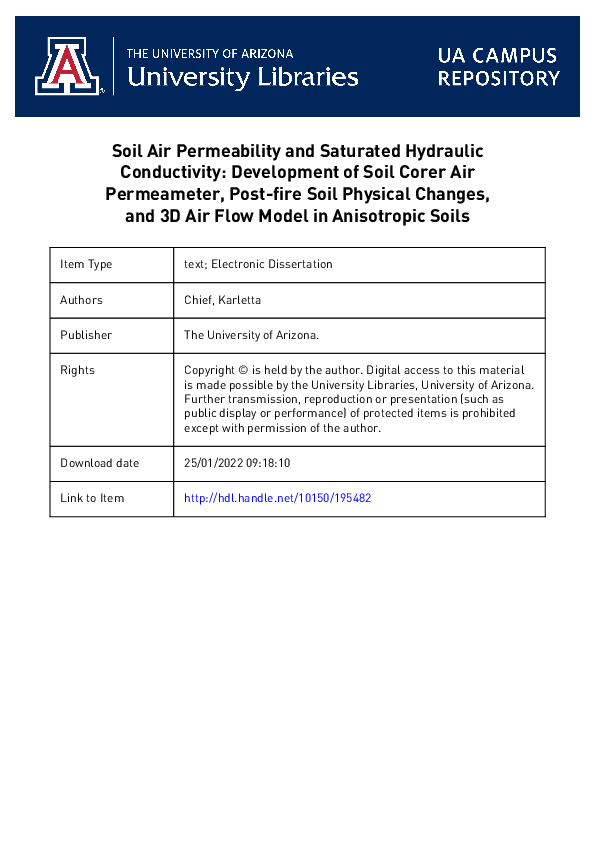 (PDF) Soil air permeability and saturated hydraulic conductivity: Development of soil corer air ...