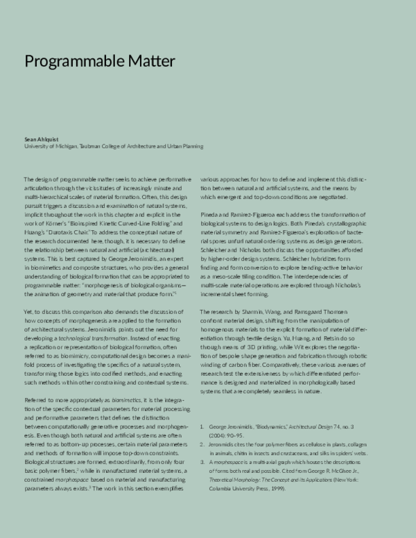 (PDF) Programmable Matter