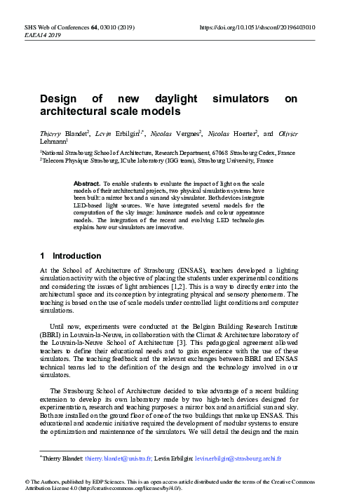 (PDF) Design of new daylight simulators on architectural scale models