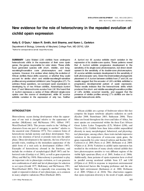 (PDF) New evidence for the role of heterochrony in the repeated ...