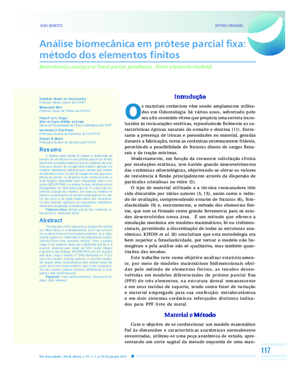 (PDF) Análise biomecânica em prótese parcial fixa: método dos elementos ...