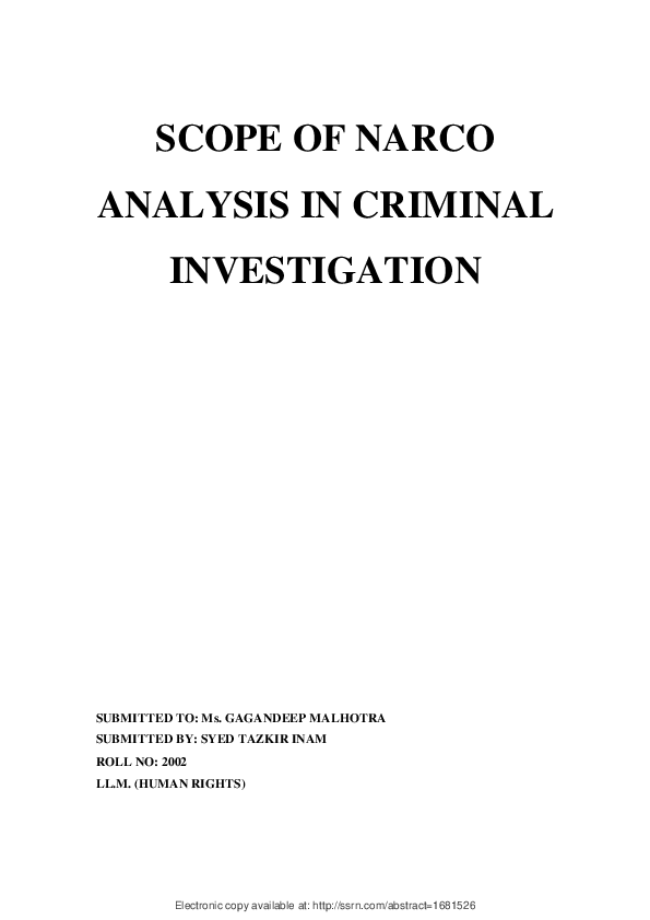 (PDF) Scope of Narco Analysis in Criminal Investigation