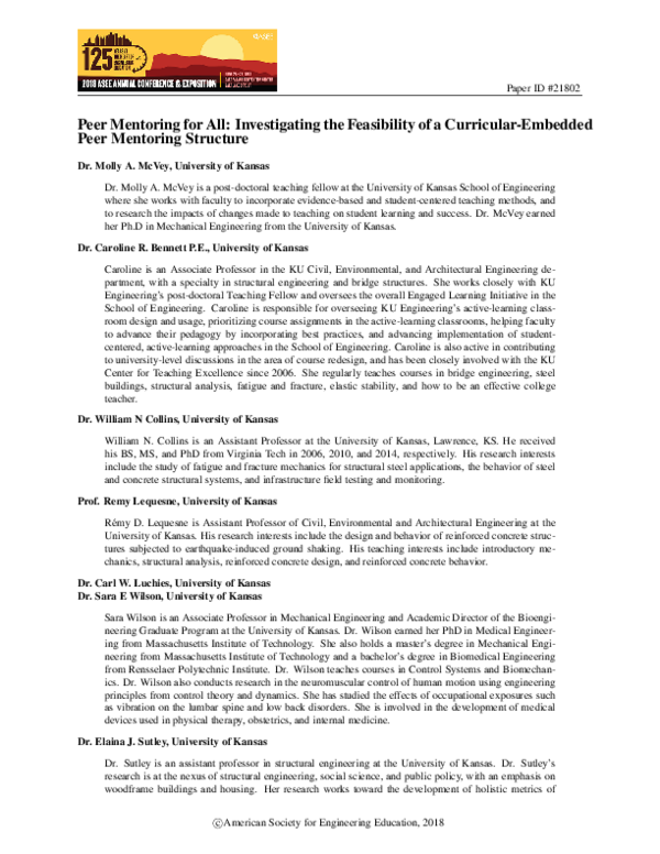 (PDF) Board 45: Peer Mentoring for All: Investigating the Feasibility ...