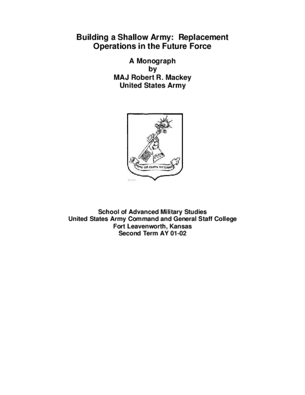 (PDF) Building a Shallow Army: Replacement Operations in the Future Force