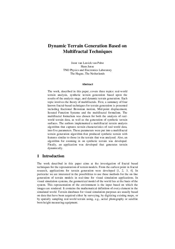 (PDF) Dynamic Terrain Generation Based on Multifractal Techniques