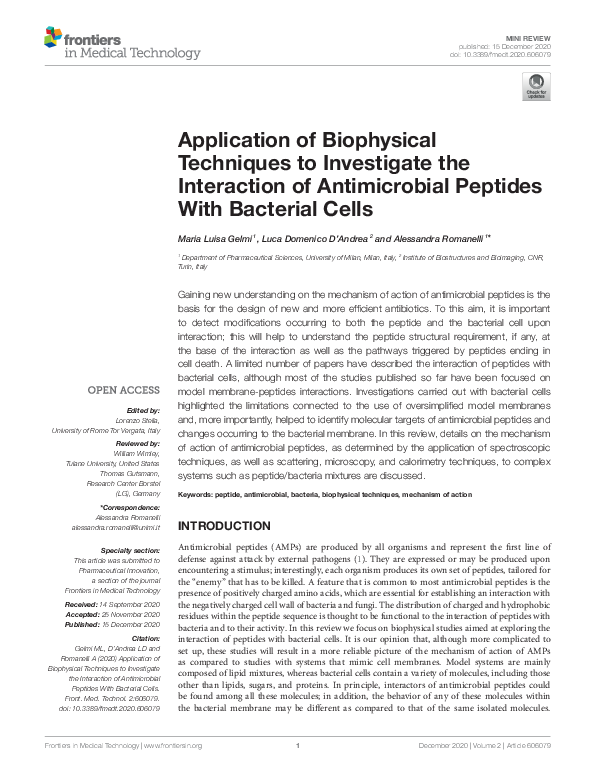 (PDF) Application of Biophysical Techniques to Investigate the ...