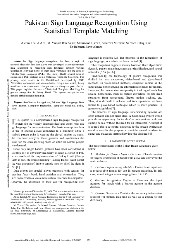 (PDF) Pakistan Sign Language Recognition Using Statistical Template ...