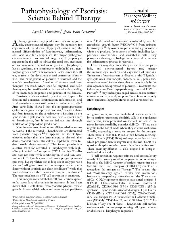 (PDF) Pathophysiology of Psoriasis: Science Behind Therapy