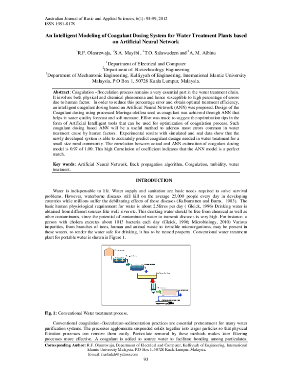 (PDF) An intelligent modeling of coagulant dosing system for water treatment plants based on ...