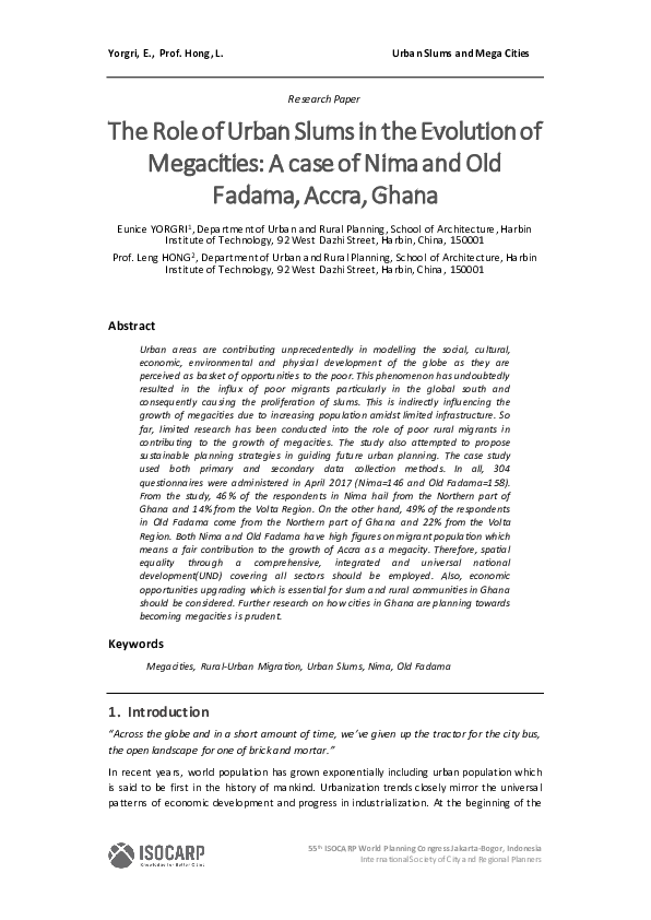 (PDF) The Role of Urban Slums in the Evolution of Megacities: A case of ...