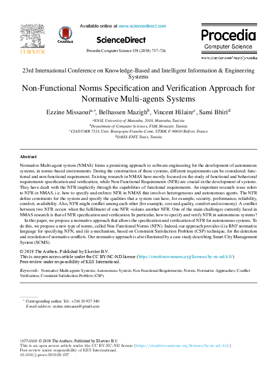 (PDF) Non-Functional Norms Specification and Verification Approach for Normative Multi-agents ...