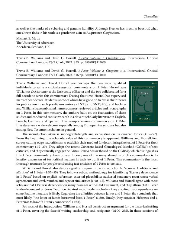 (PDF) Atkinson Review of Williams and Horrell 1 Peter ICC