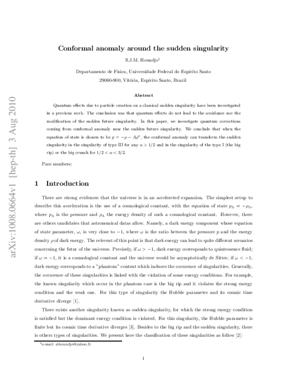 (PDF) Conformal anomaly around the sudden singularity
