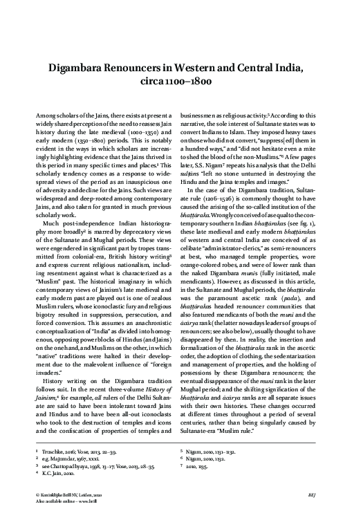 (PDF) DETIGE (2020) Digambara Renouncers in Western and Central India ...
