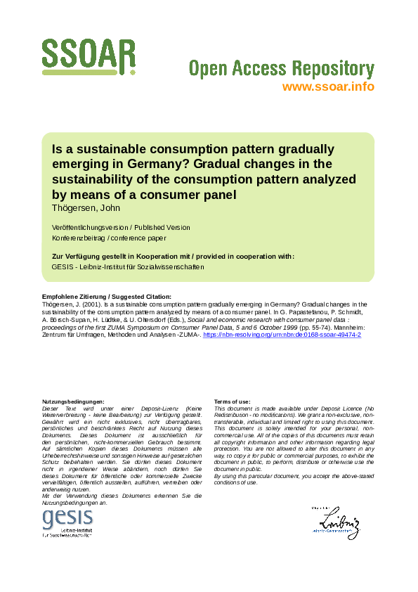 (PDF) Is a sustainable consumption pattern gradually emerging in ...