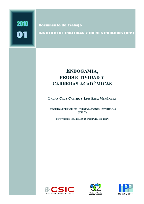 (PDF) Endogamia, productividad y carreras académicas
