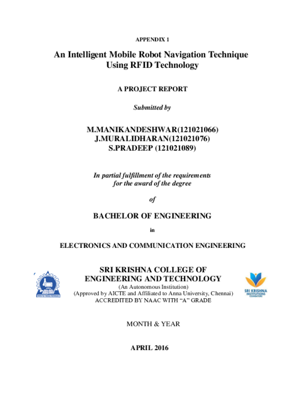 Pdf An Intelligent Mobile Robot Navigation Technique Using Rfid Technology