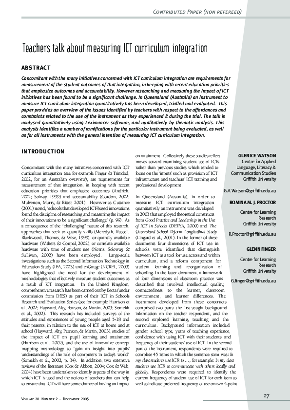 (PDF) Measuring ICT Curriculum Integration: Teacher Insights and Analysis