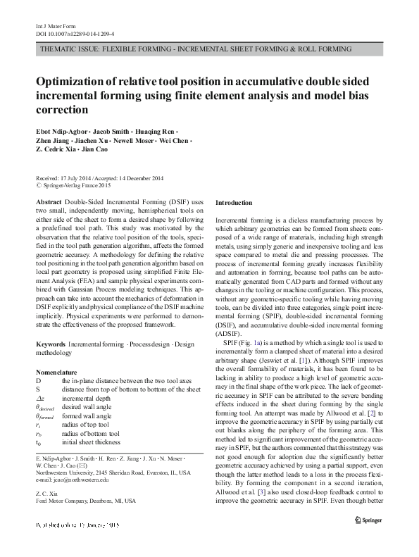 (PDF) Optimization of relative tool position in accumulative double ...