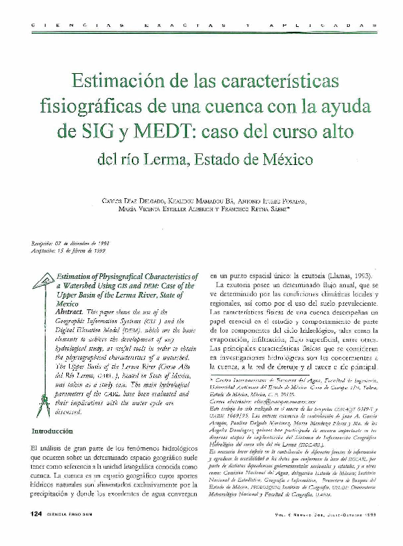 (PDF) Estimación de las características fisiográficas de una cuenca con ...