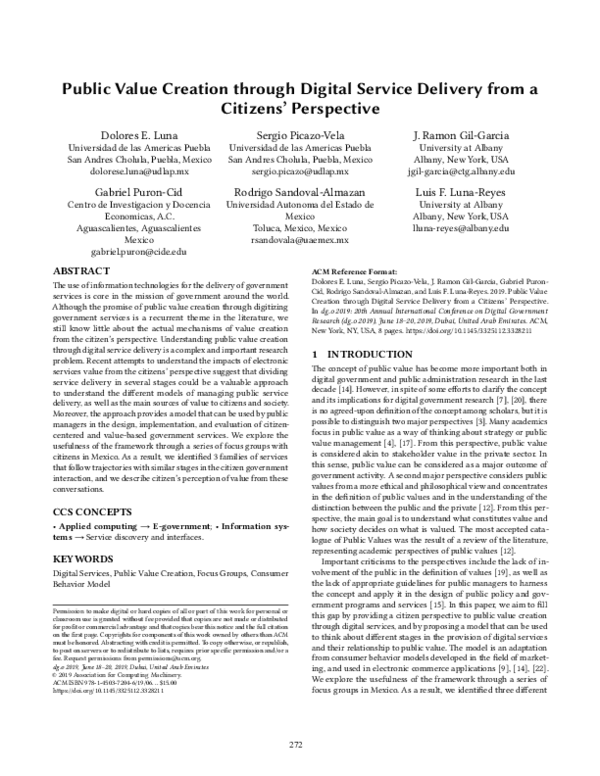 (PDF) Public Value Creation through Digital Service Delivery from a Citizens’ Perspective