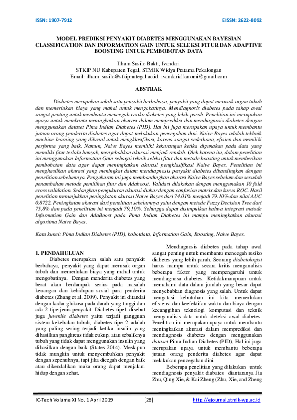 (PDF) Model Prediksi Penyakit Diabetes Menggunakan Bayesian ...