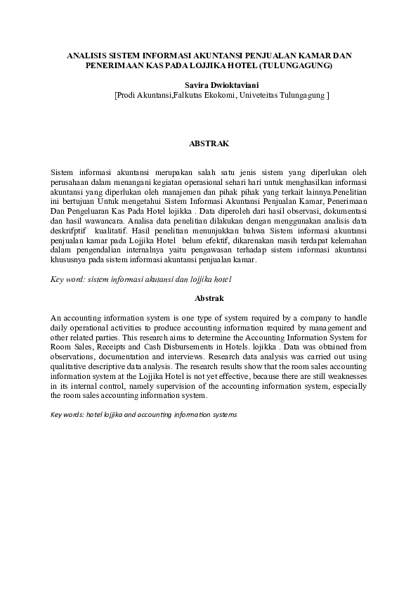(DOC) ANALISIS SISTEM INFORMASI AKUNTANSI PENJUALAN KAMAR DAN ...