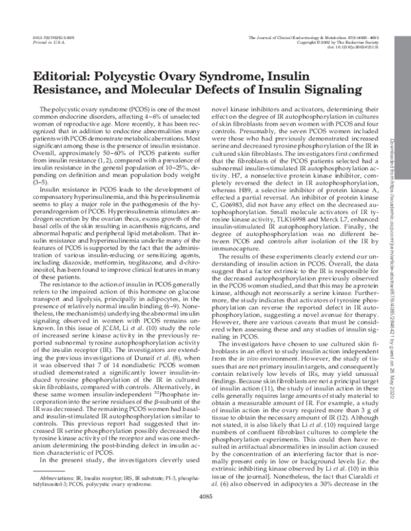 (PDF) Polycystic Ovary Syndrome, Insulin Resistance, and Molecular Defects of Insulin Signaling ...