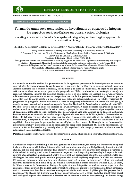 (PDF) Formando una nueva generación de investigadores capaces de integrar los aspectos ...