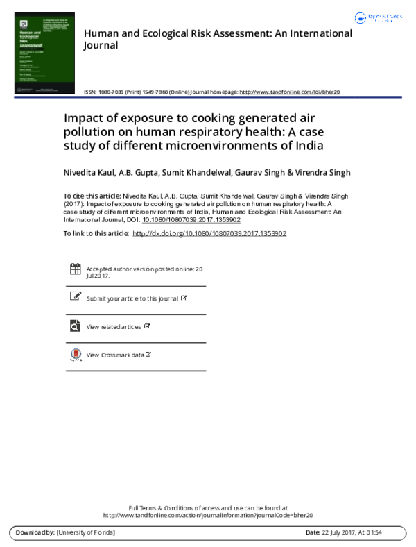 (PDF) Impact of exposure to cooking-generated air pollution on human ...