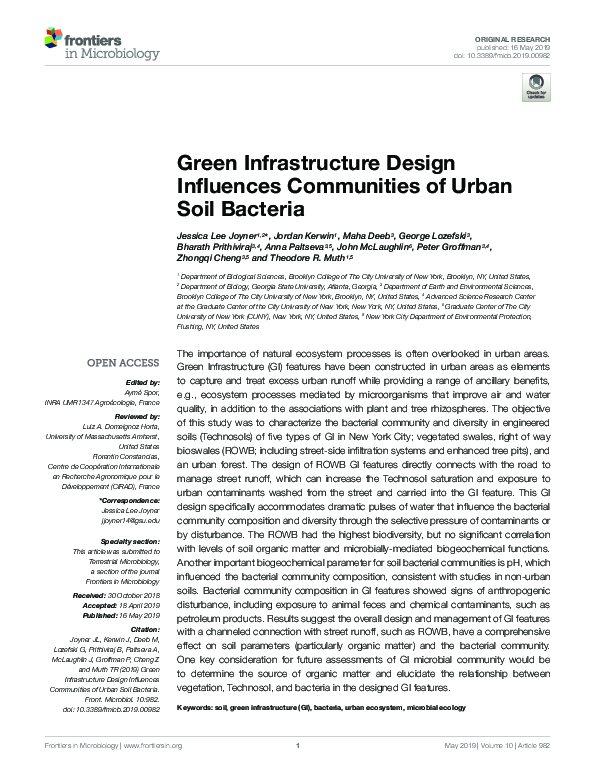 (PDF) Green Infrastructure Design Influences Communities of Urban Soil Bacteria