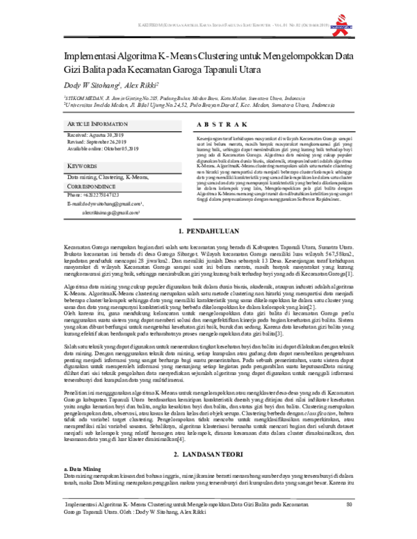 (PDF) Implementasi Algoritma K- Means Clustering untuk Mengelompokkan ...