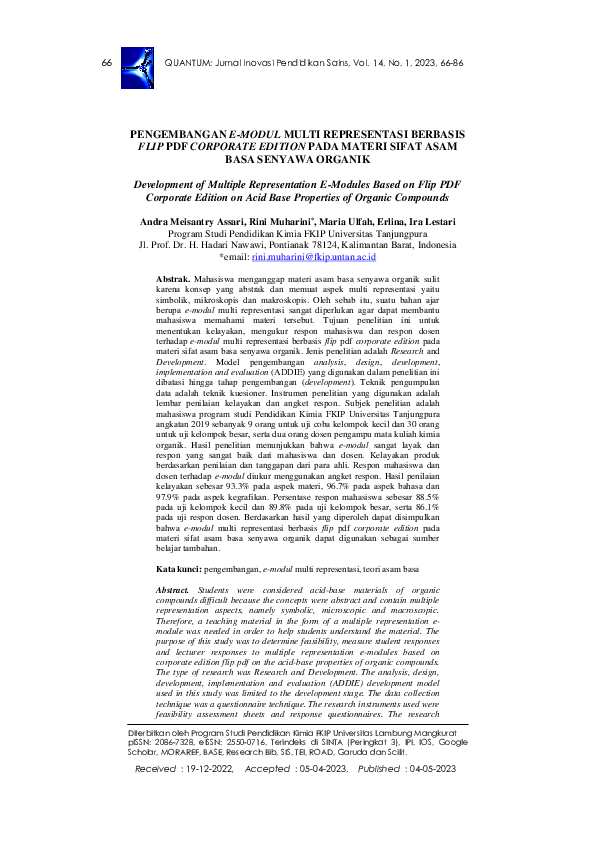 (PDF) Pengembangan E-Modul Multi Representasi Berbasis Flip PDF Corporate Edition Pada Materi ...