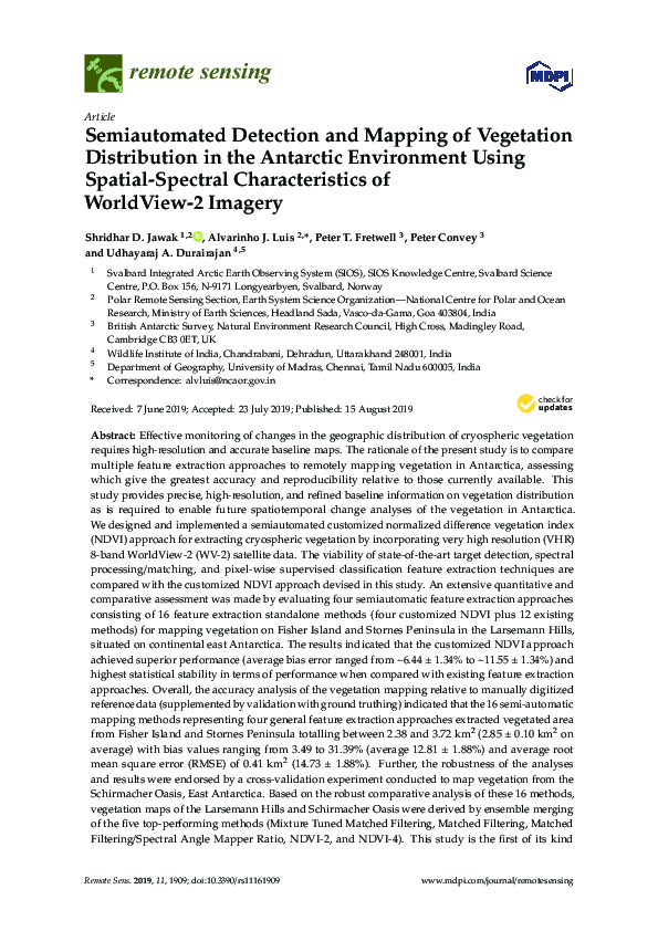 (PDF) Geospatial mapping of vegetation in the Antarctic environment ...
