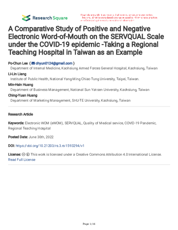 (PDF) A Comparative Study of Positive and Negative Electronic Word-of ...