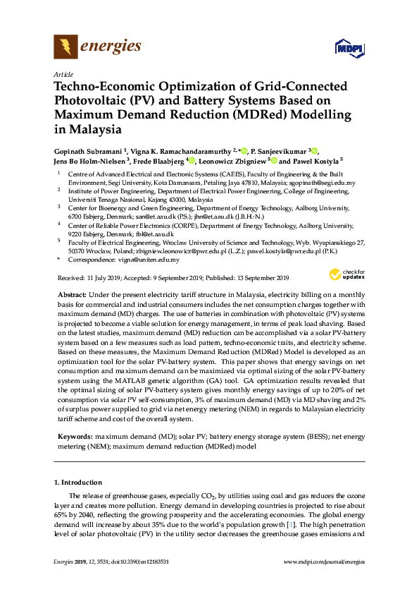 (PDF) Techno-Economic Optimization of Grid-Connected Photovoltaic (PV ...