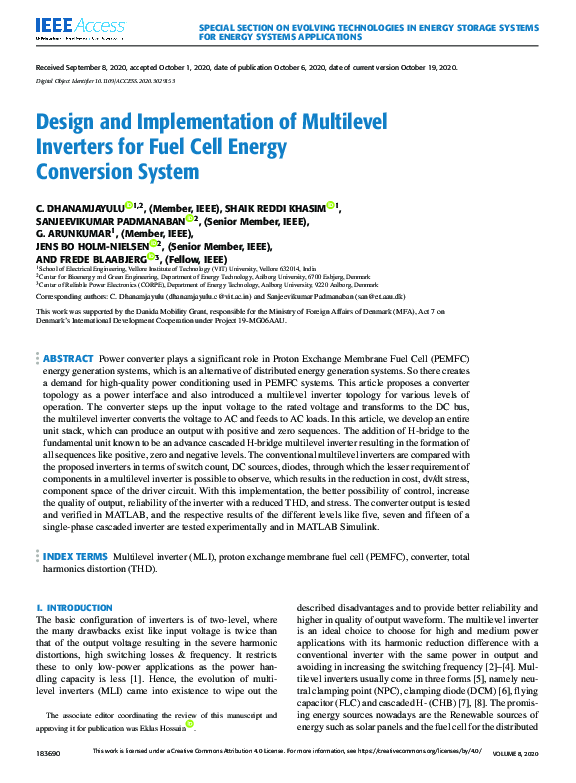 (PDF) Design and Implementation of Multilevel Inverters for Fuel Cell Energy Conversion System