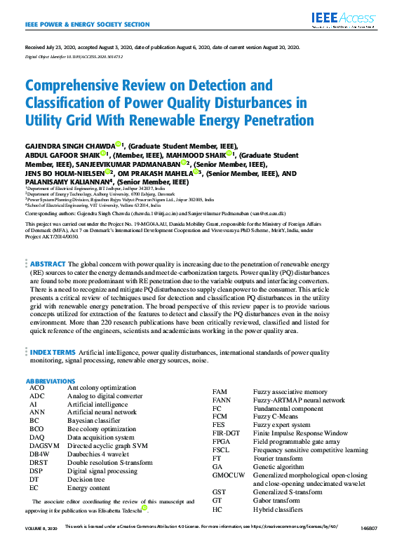 Pdf Comprehensive Review On Detection And Classification Of Power Quality Disturbances In