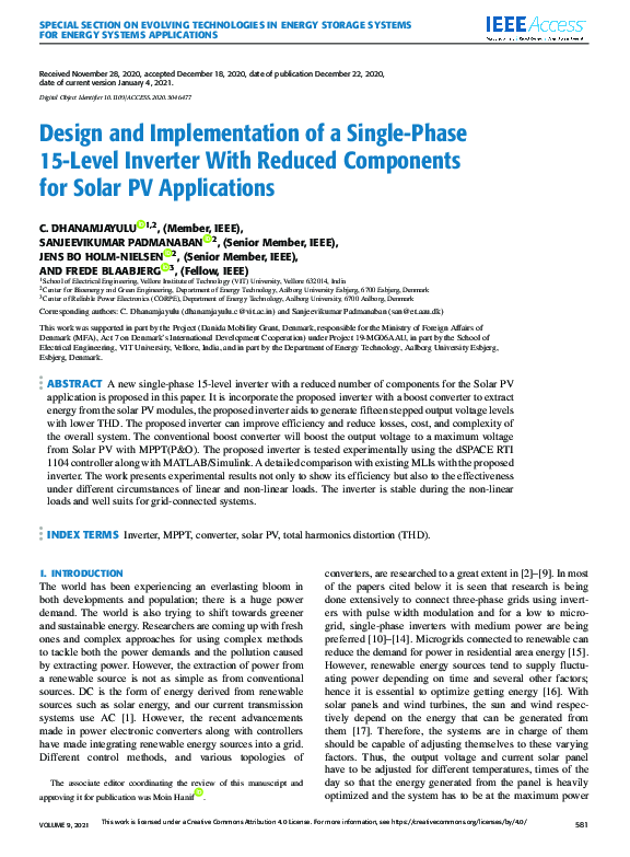 (PDF) Design and Implementation of a Single-Phase 15-Level Inverter With Reduced Components for ...