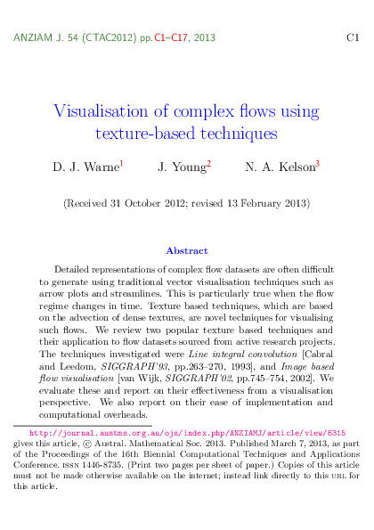 (PDF) Visualisation of complex flows using texture-based techniques