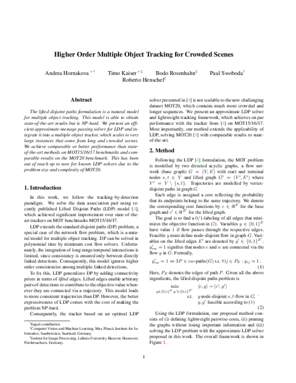 (PDF) Higher Order Multiple Object Tracking for Crowded Scenes