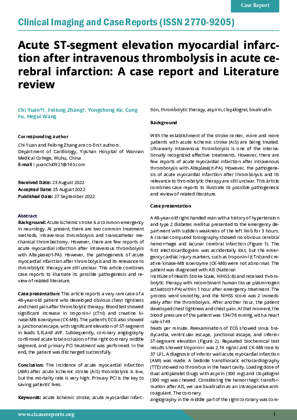 (PDF) Acute ST-segment elevation myocardial infarction after ...