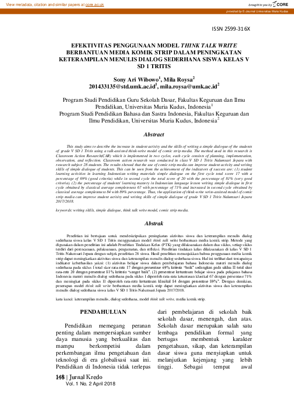 (PDF) Efektivitas Penggunaan Model Think Talk Write Berbantuan Media ...