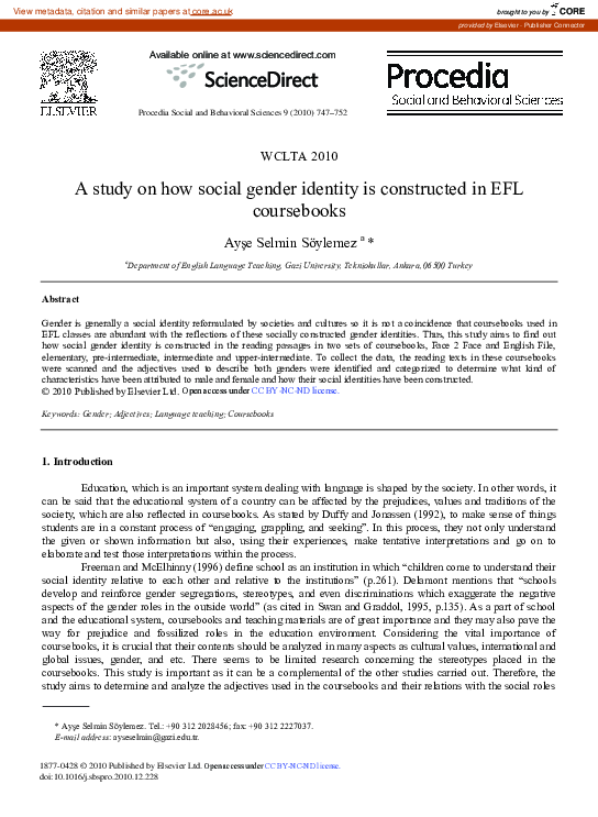 (PDF) A study on how social gender identity is constructed in EFL ...