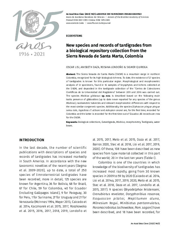 (PDF) New species and records of tardigrades from a biological ...