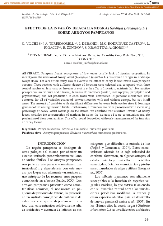 (PDF) Efecto De La Invasión De Acacia Negra (Gleditsia Triacanthos L ...